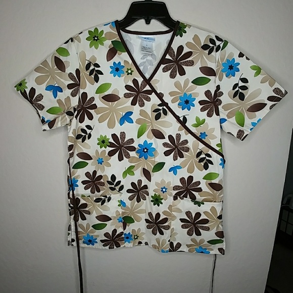 SB Scrubs | Tops | Fall Floral Print Sb Scrubs Top Size M | Poshmark